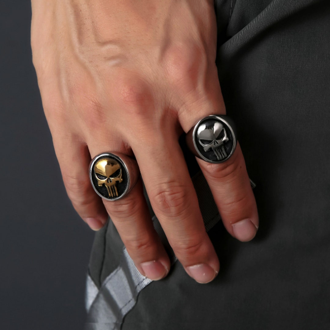 Punisher Ring Skull Ring Biker Ring for Men Ring for Woman Gold/silver ...