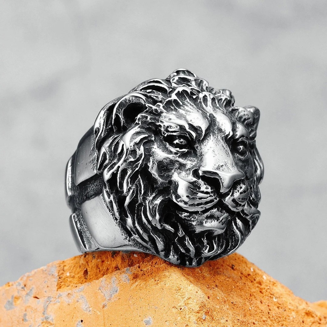 Lion Ring Animal Ring 3d Ring King of Forest Ring Animal Head - Etsy