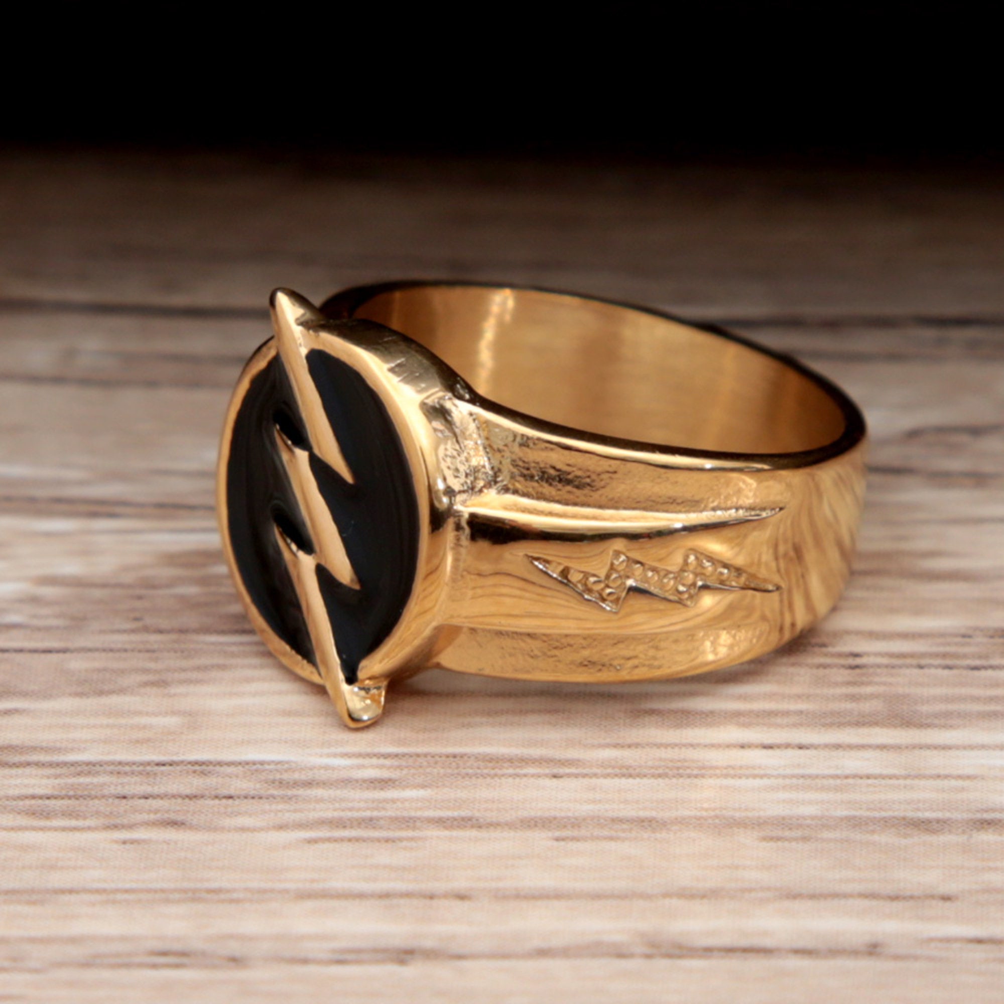 Gold Color Lightning Ring 316L Stainless Steel Ring Streak of Lightning ...