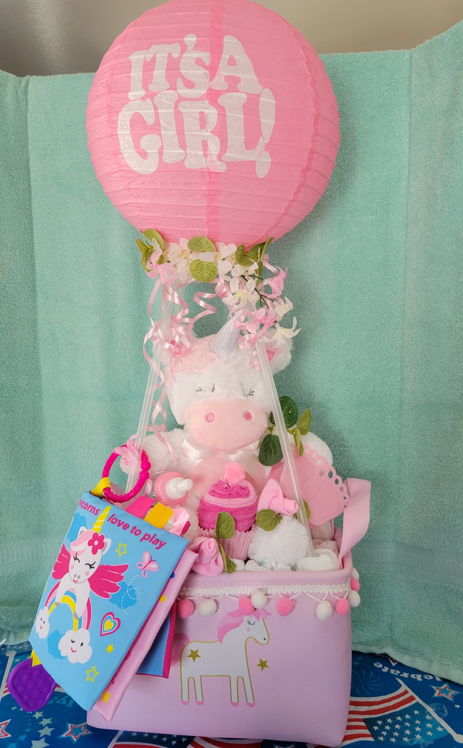 It's A Girl Hot Air Balloon Diaper Cake - Etsy