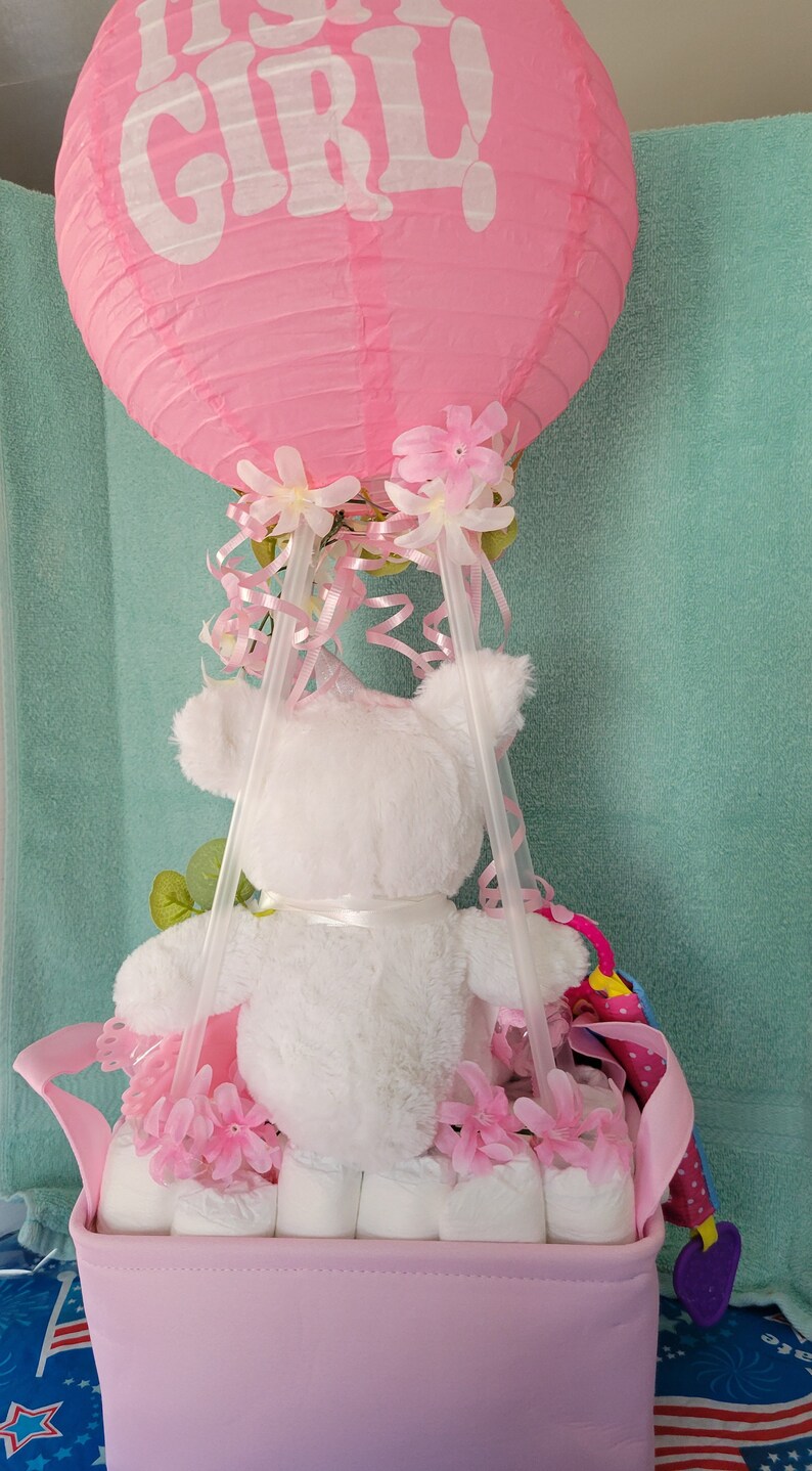 It's A Girl Hot Air Balloon Diaper Cake - Etsy