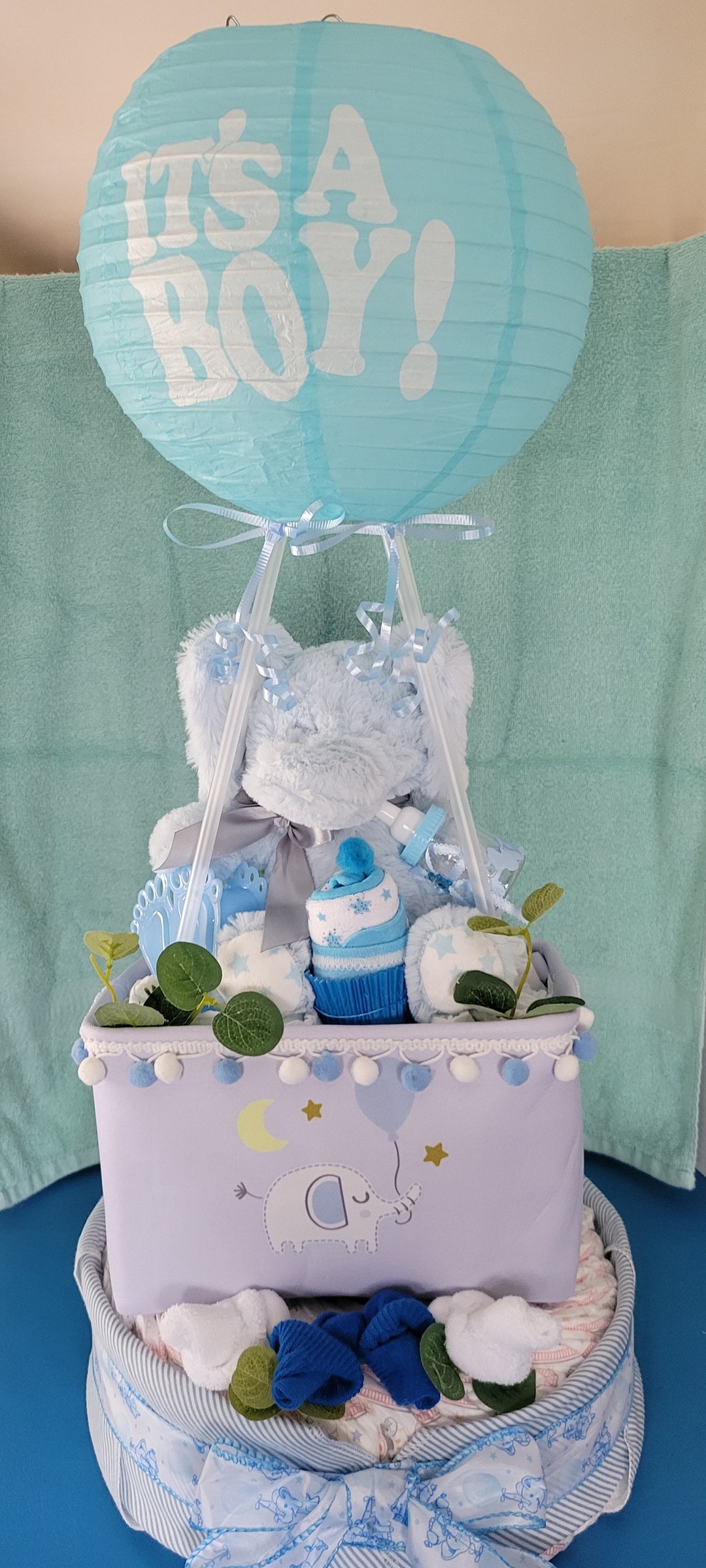 It's A Boy Hot Air Balloon Diaper Cake - Etsy