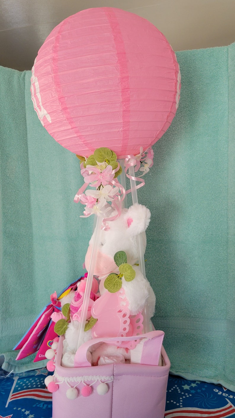 It's A Girl Hot Air Balloon Diaper Cake - Etsy