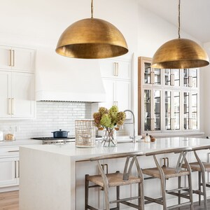 Large 24 Inch Hanging Dome Brass Kitchen Island Light Fixtures Rustic ...