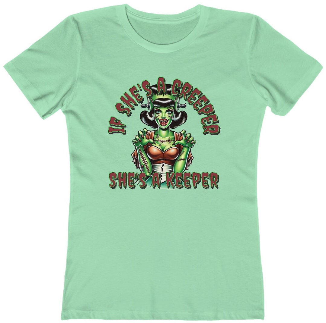Creeper Keeper Frankenstein Pinup Shirt Rockabilly Style Halloween Tee ...