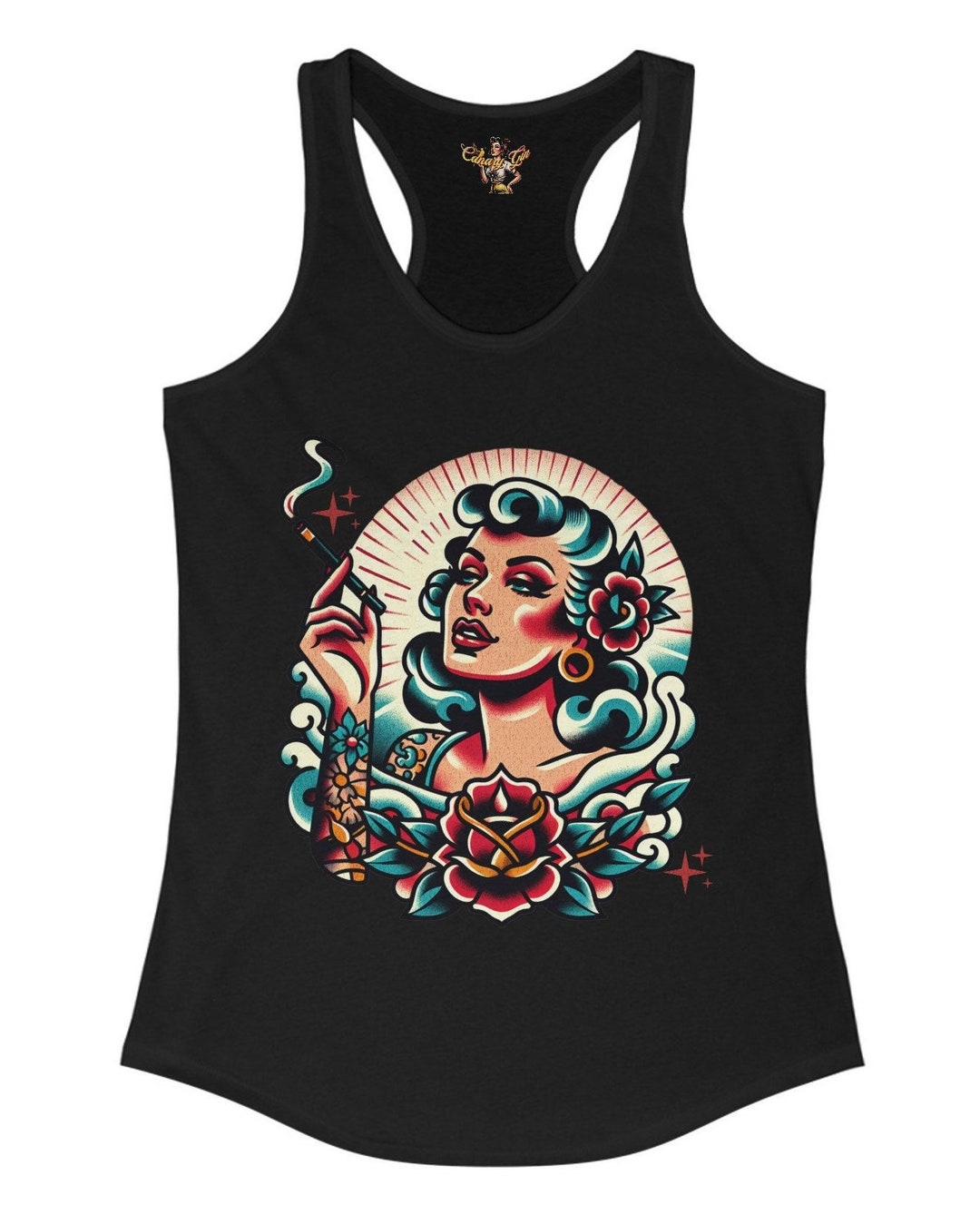 Pinup Tattoo Flash Tank Top Retro Tank Tattoo Lover Cute Summer Tank ...