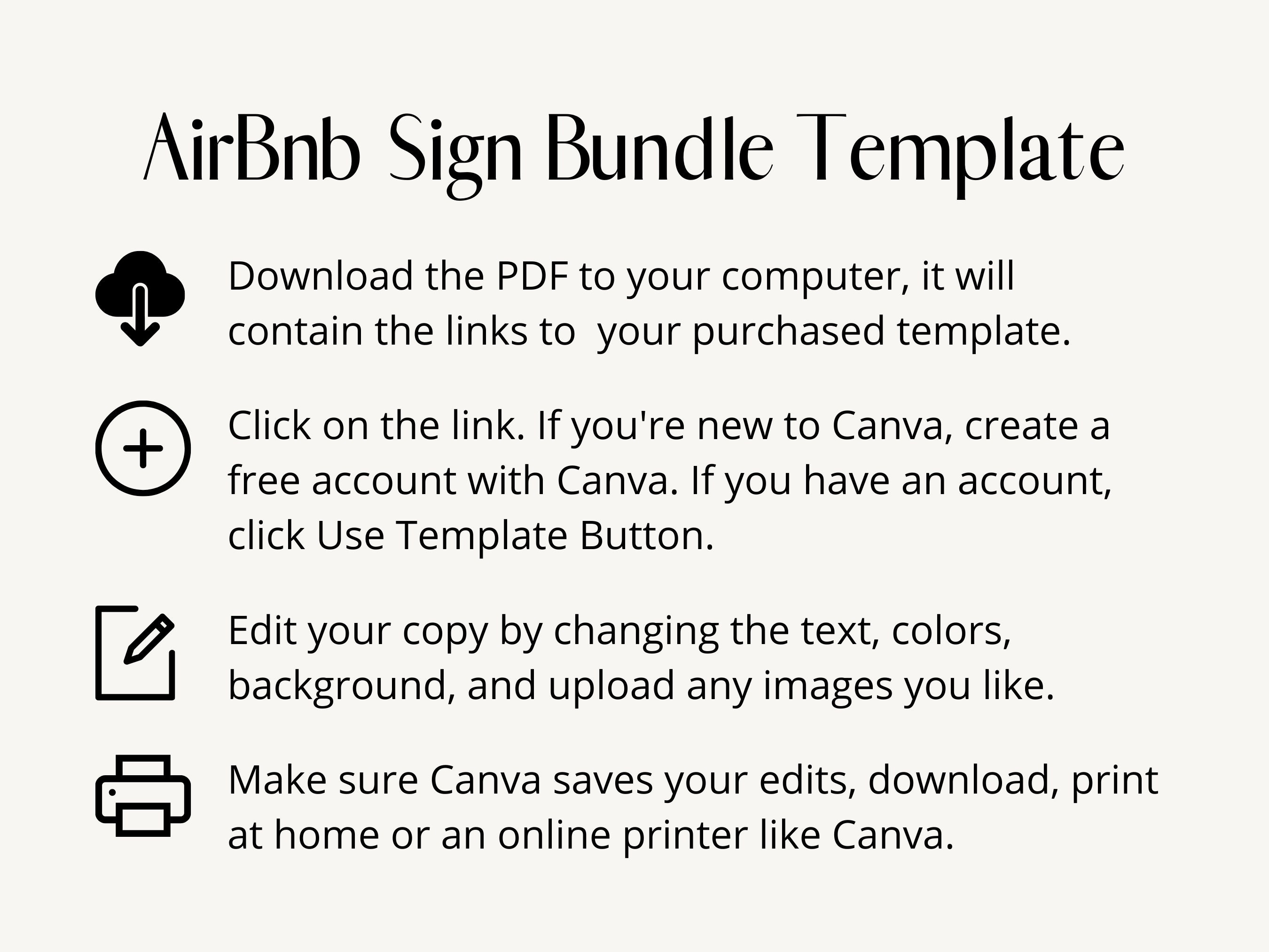 Airbnb VRBO Sign Template Bundle! Editable, Printable Signs for ...