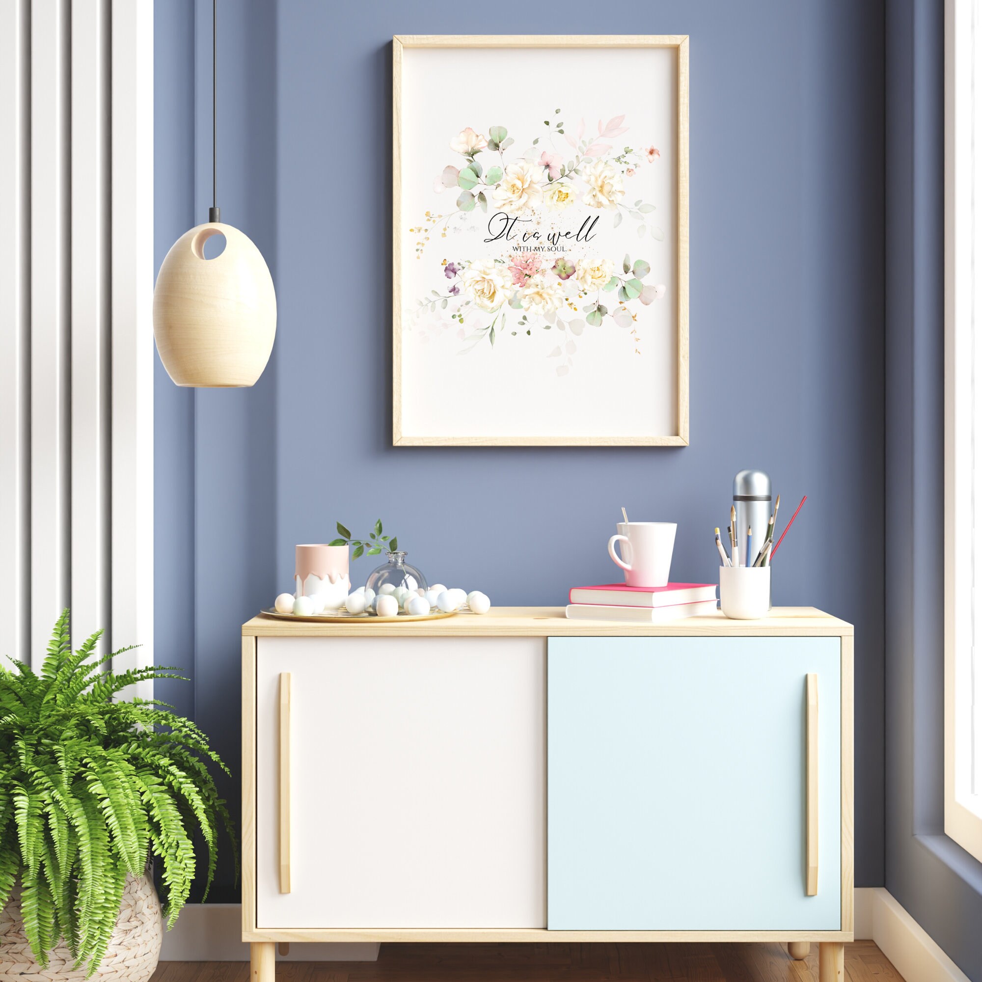 It is Well With My Soul Print INSTANT DOWNLOAD Flower Bible Verse ...