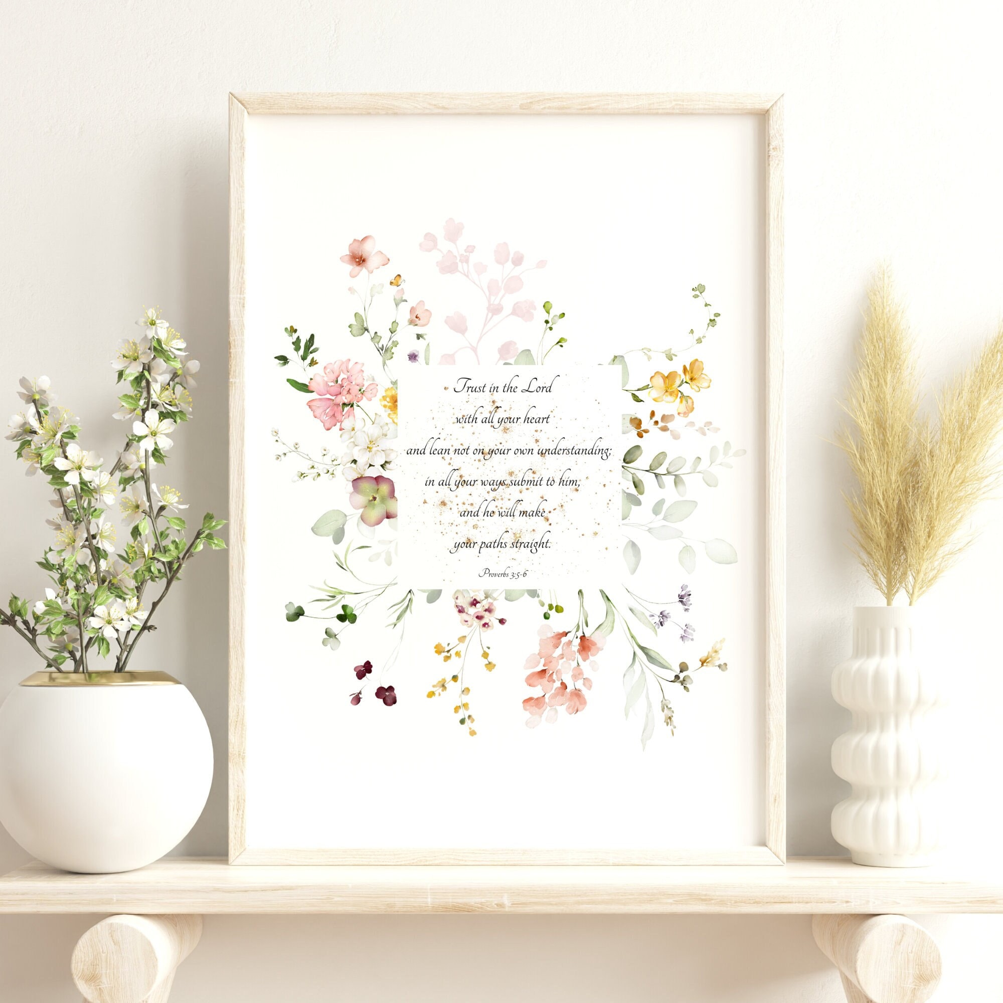 Trust in the Lord Printable Wall Decor | Proverbs 3:5-6 | Christian Art ...