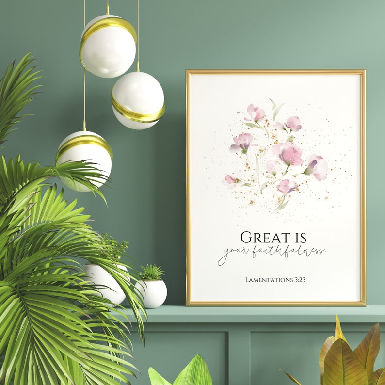 Great is Print INSTANT DOWNLOAD Flower Bible Verse - Etsy