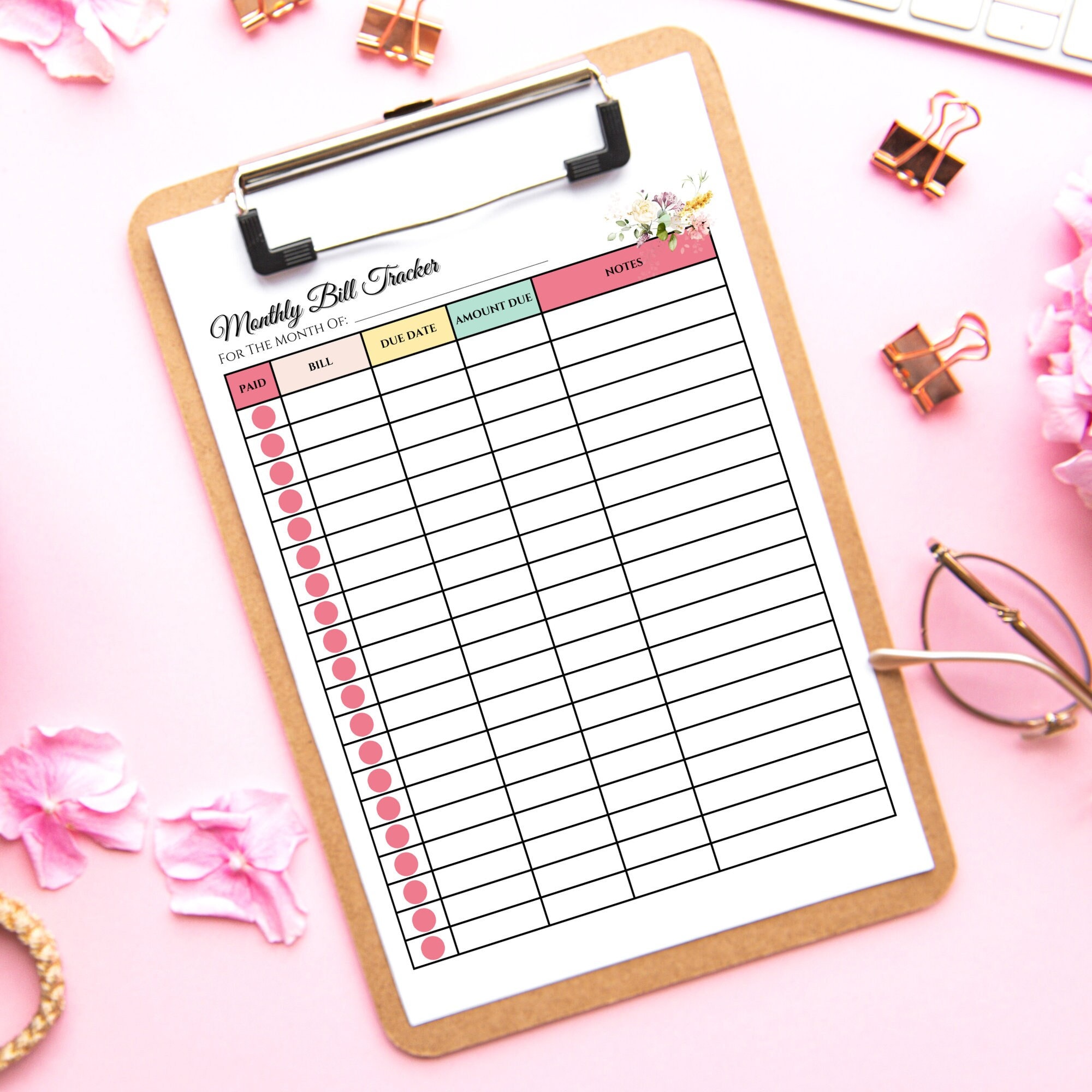 Monthly Bill Tracker - 8.5" X 11" | Monthly Bill Tracker With ...