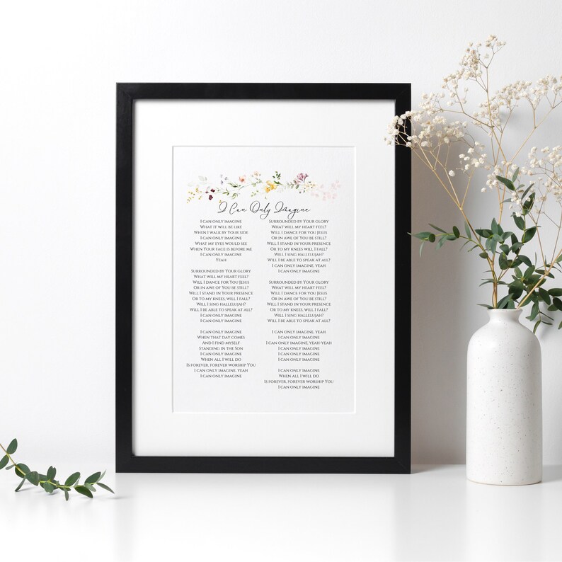 I Can Only Imagine Song Lyrics Print | INSTANT DOWNLOAD | Flower Bible ...