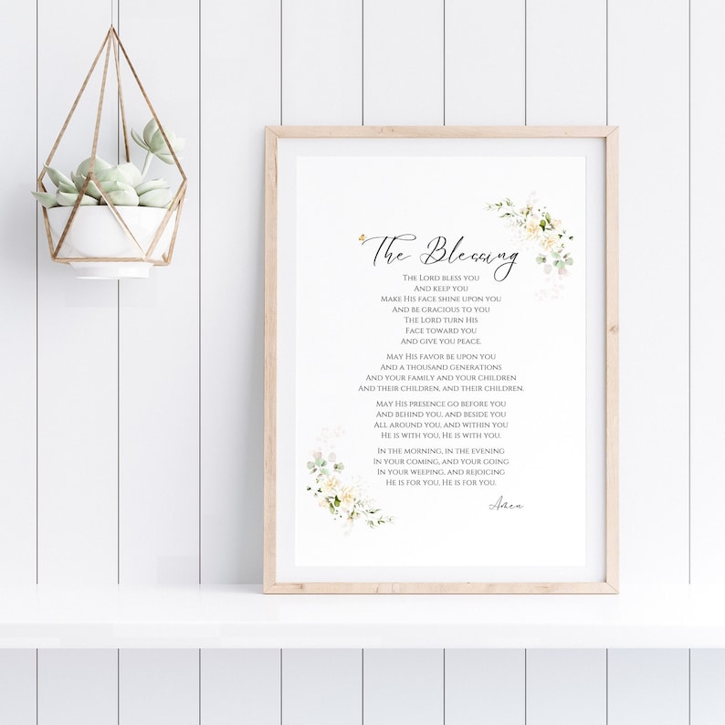 The Blessing Song Lyrics Print | INSTANT DOWNLOAD | Flower Bible Verse ...