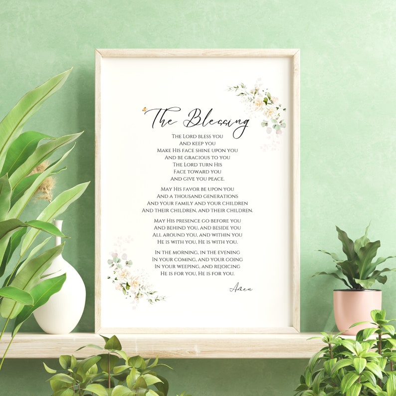 The Blessing Song Lyrics Print | INSTANT DOWNLOAD | Flower Bible Verse ...