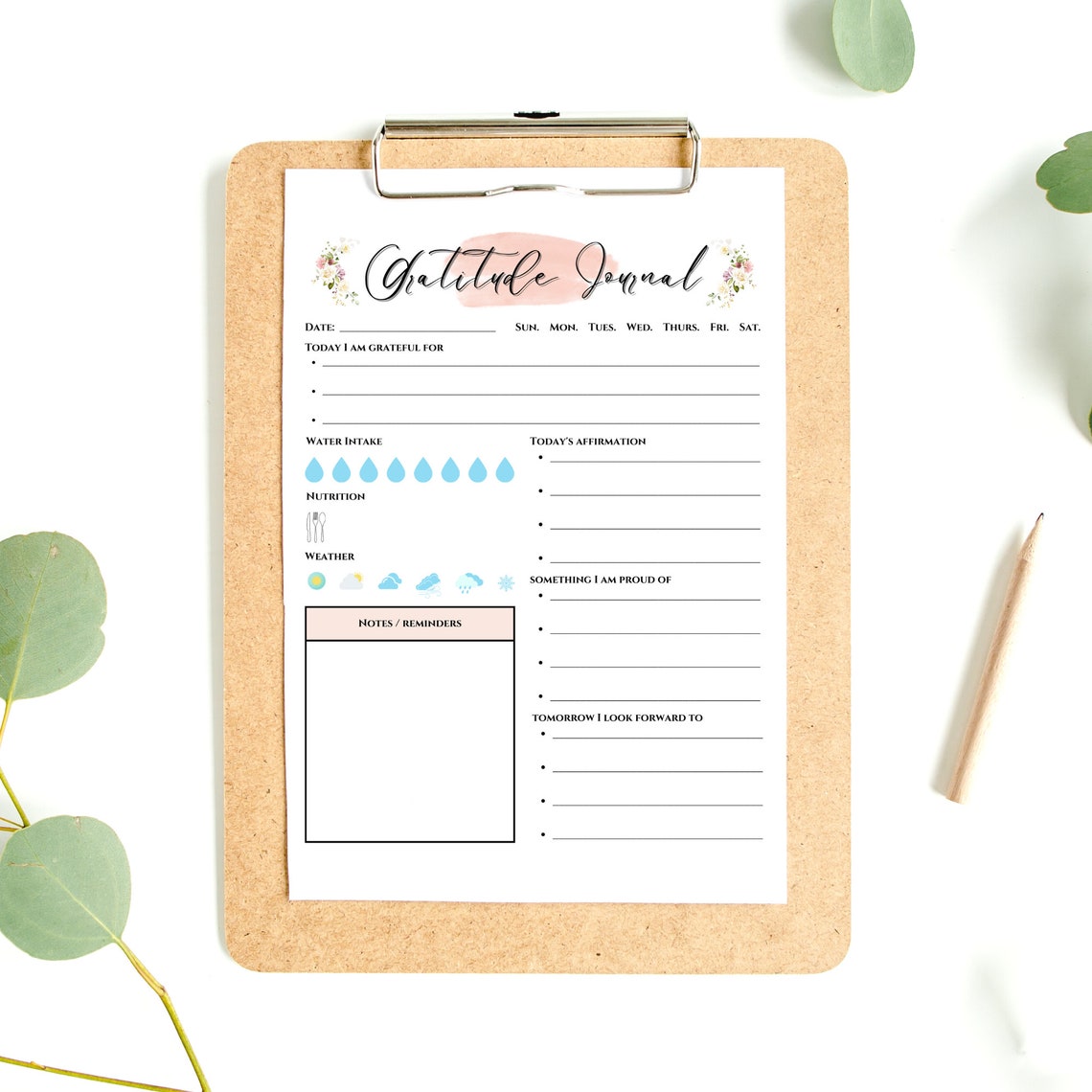 Daily Gratitude Journal 8.5 X 11 Self-care Journal Mindfulness Journal ...