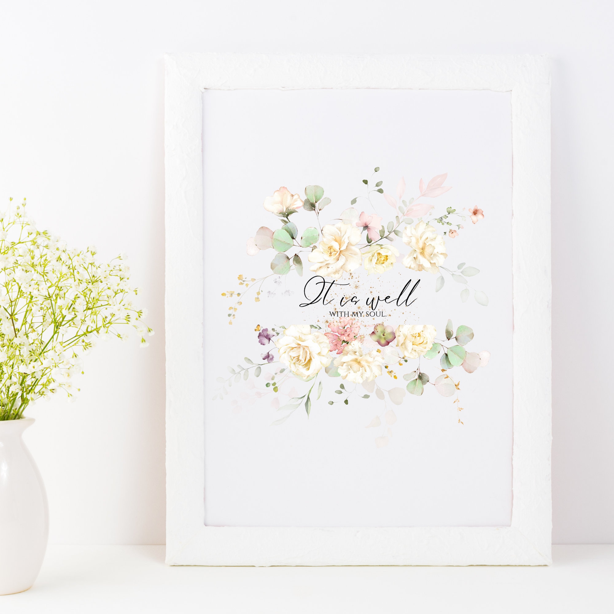 It is Well With My Soul Print | INSTANT DOWNLOAD | Flower Bible Verse ...