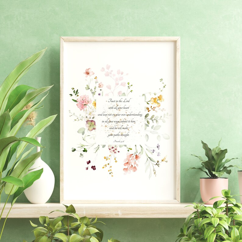 Trust in the Lord Printable Wall Decor Proverbs 3:5-6 Christian Art ...