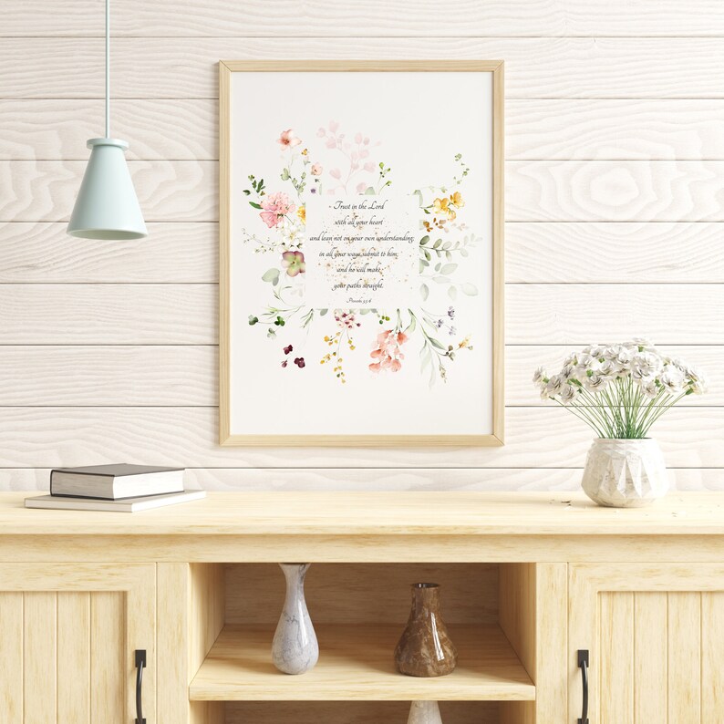 Trust in the Lord Printable Wall Decor | Proverbs 3:5-6 | Christian Art ...