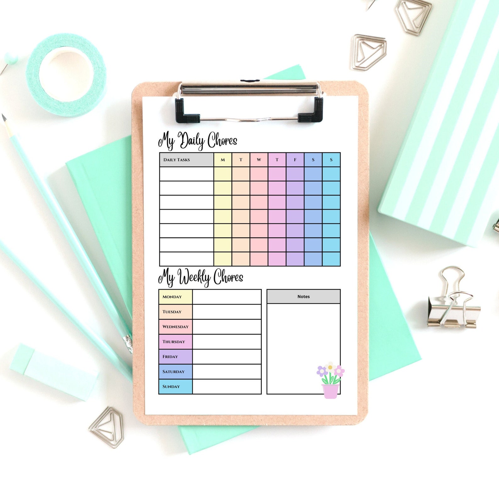 Daily Weekly Chore Chart | INSTANT DOWNLOAD | Family Chore Chart ...