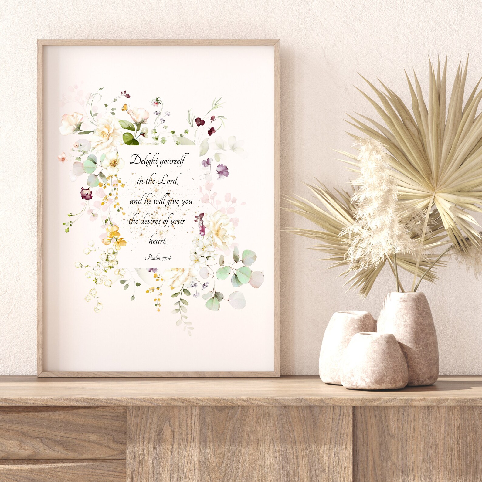 Delight Yourself Printable Wall Decor Psalm 37:4 Christian Art Wall Art ...