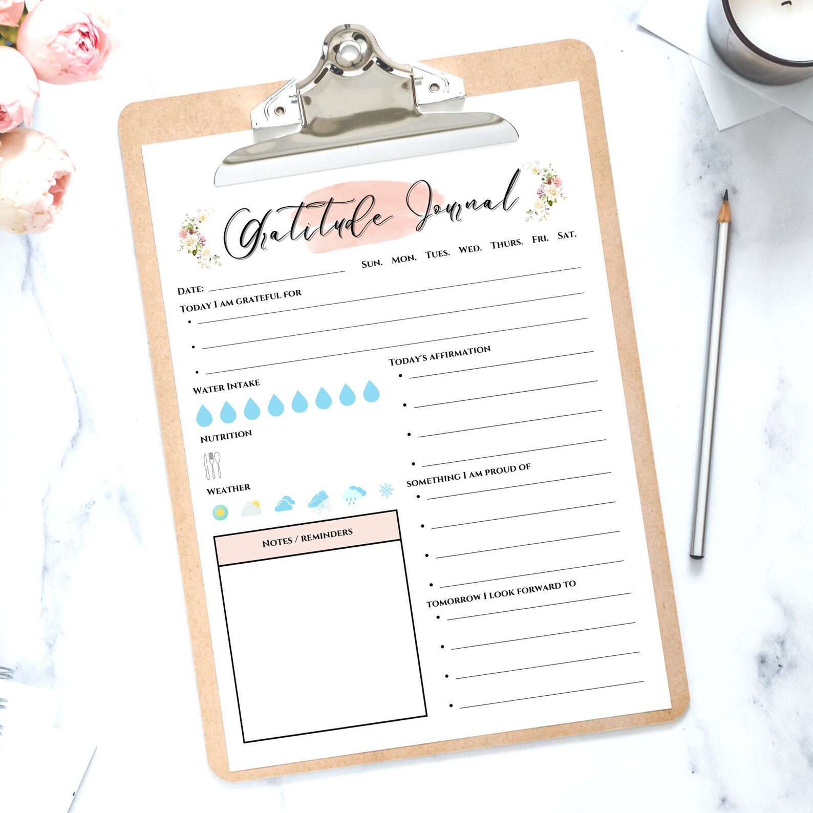 Daily Gratitude Journal - 8.5" X 11" | Self-care Journal | Mindfulness ...