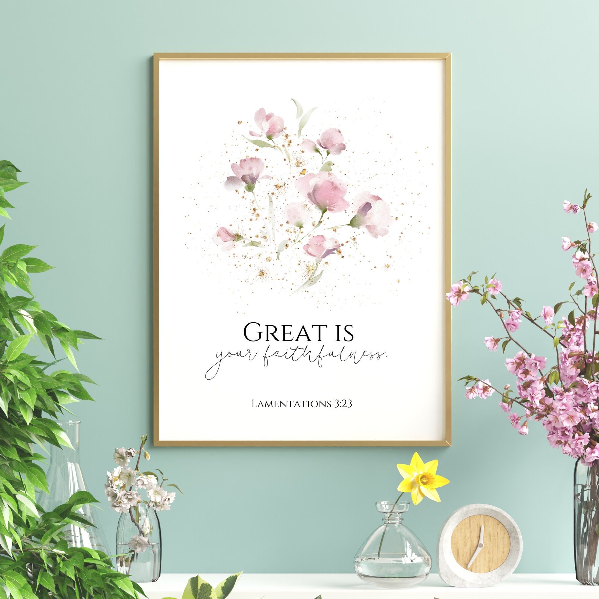 Great is Print INSTANT DOWNLOAD Flower Bible Verse - Etsy