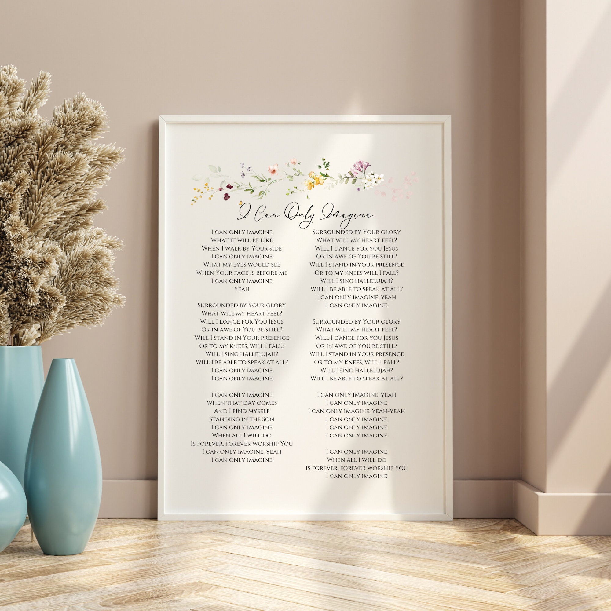 I Can Only Imagine Song Lyrics Print | INSTANT DOWNLOAD | Flower Bible ...