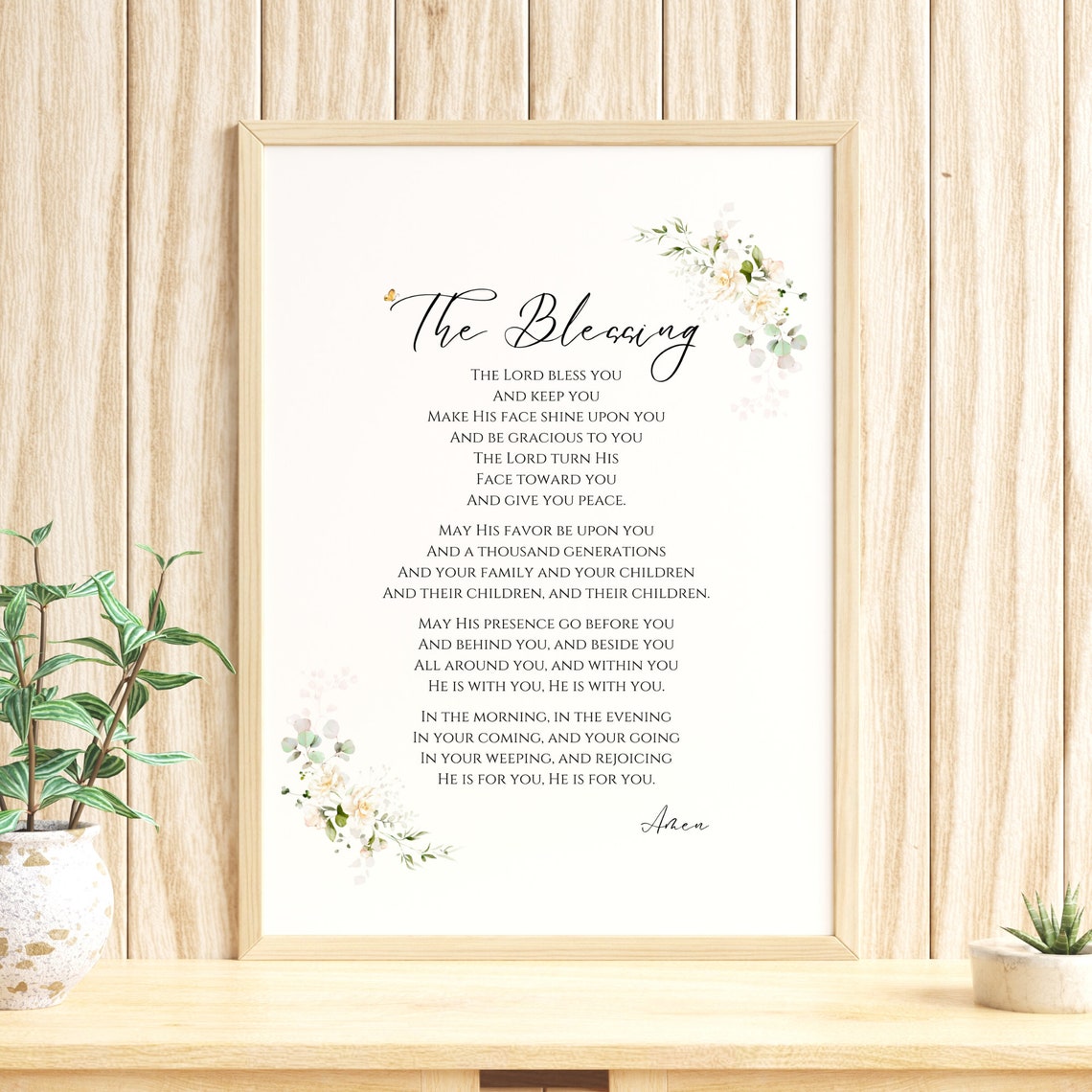 The Blessing Song Lyrics Print | INSTANT DOWNLOAD | Flower Bible Verse ...