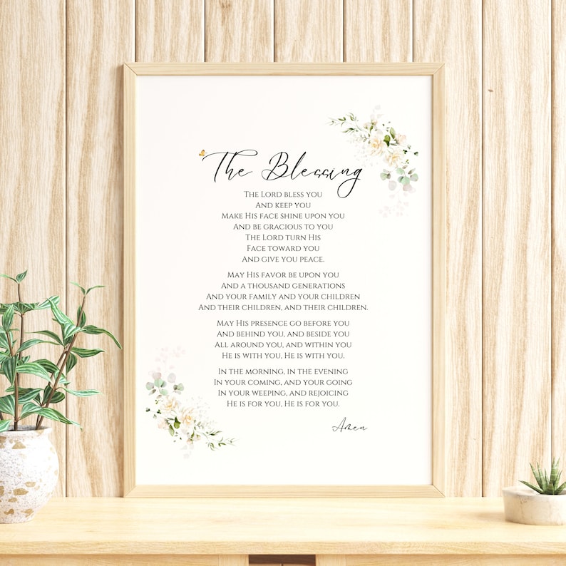 The Blessing Song Lyrics Print | INSTANT DOWNLOAD | Flower Bible Verse ...