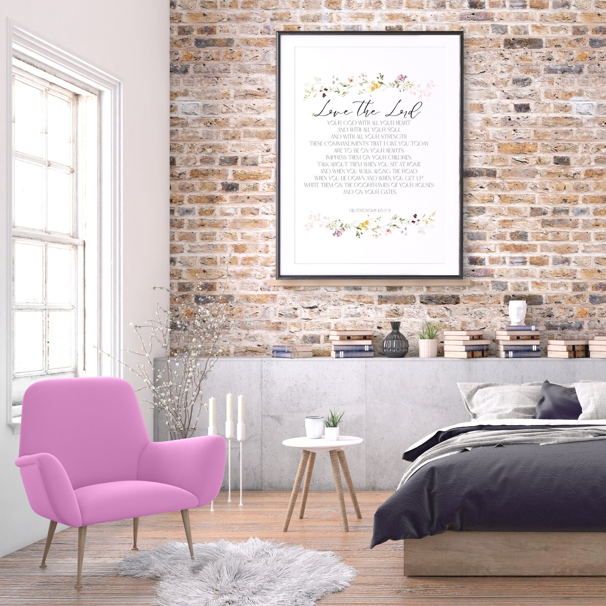 Love the Lord Print INSTANT DOWNLOAD Flower Bible Verse Printable Wall ...