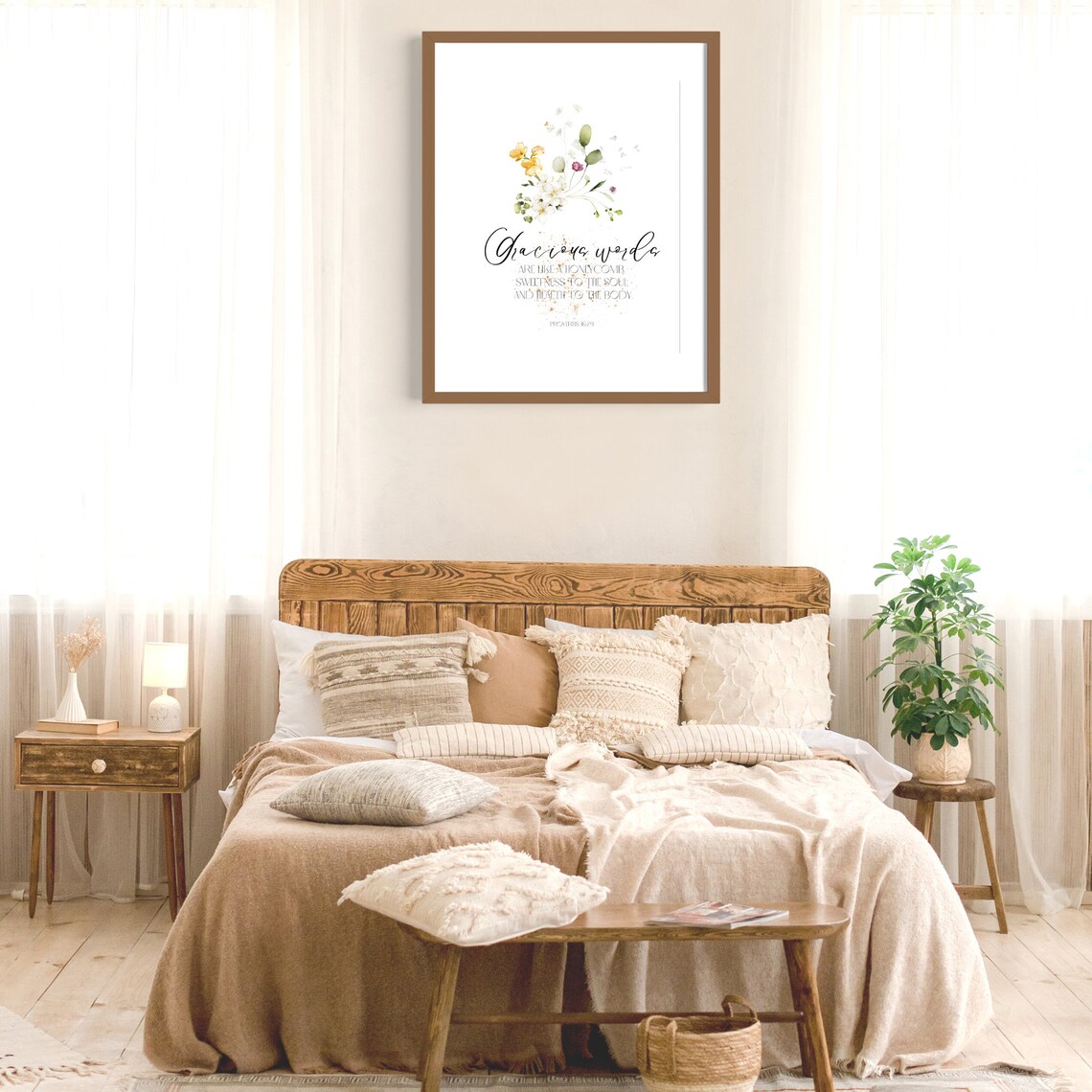 Gracious Words Print INSTANT DOWNLOAD Flower Bible Verse Printable Wall ...