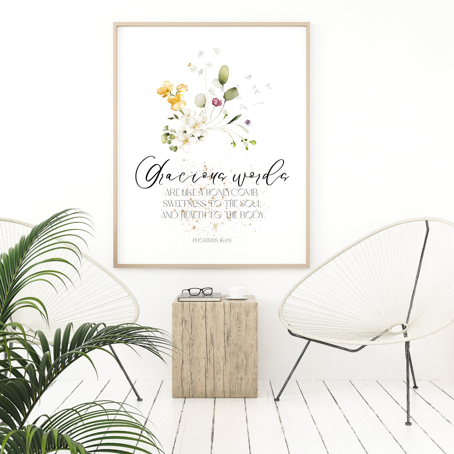 Gracious Words Print INSTANT DOWNLOAD Flower Bible Verse Printable Wall ...