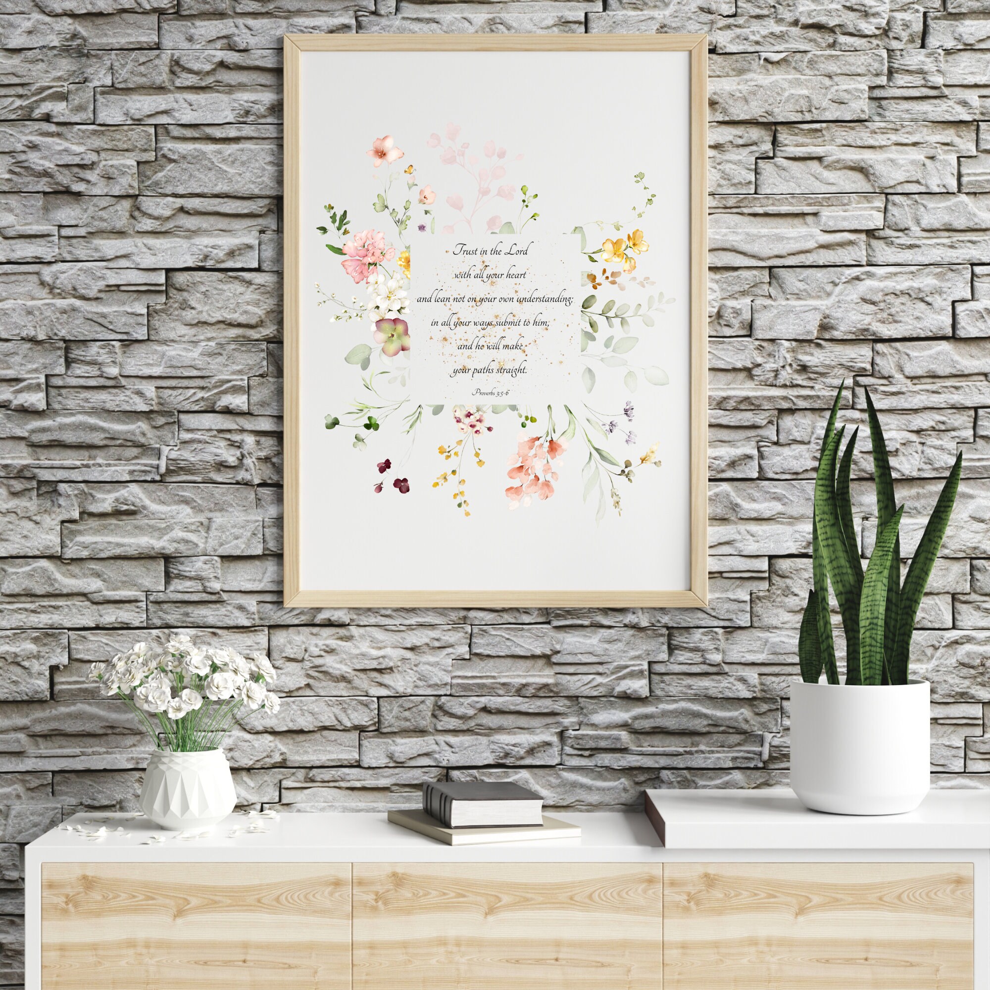Trust in the Lord Printable Wall Decor | Proverbs 3:5-6 | Christian Art ...