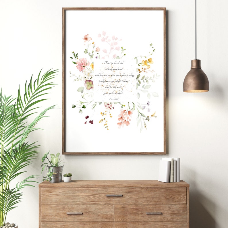 Trust in the Lord Printable Wall Decor | Proverbs 3:5-6 | Christian Art ...