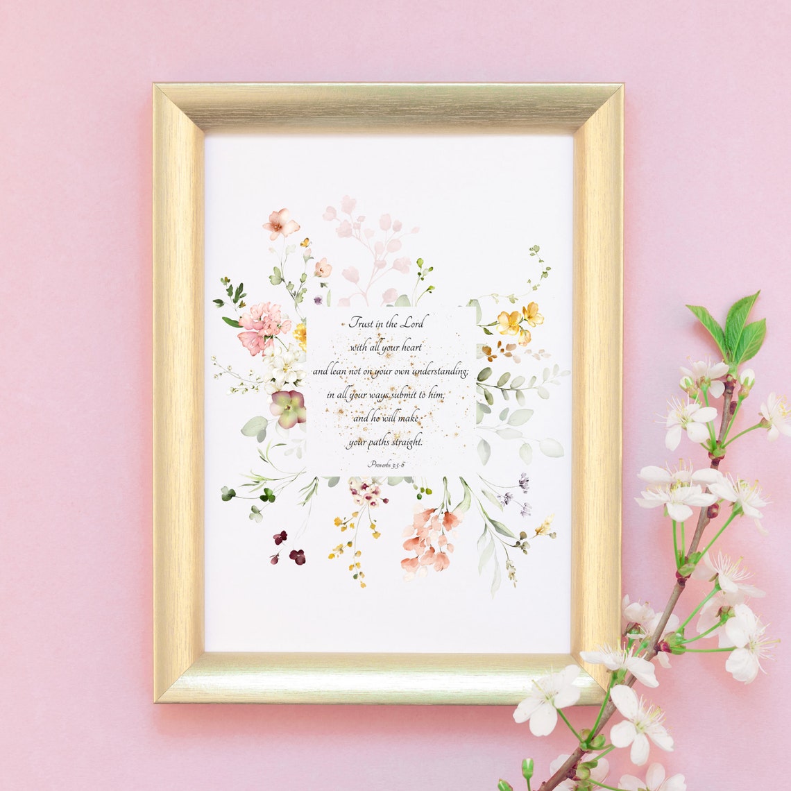 Trust in the Lord Printable Wall Decor Proverbs 3:5-6 Christian Art ...