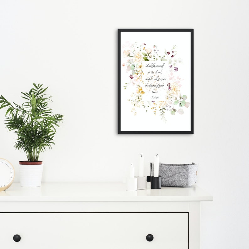 Delight Yourself Printable Wall Decor | Psalm 37:4 | Christian Art ...