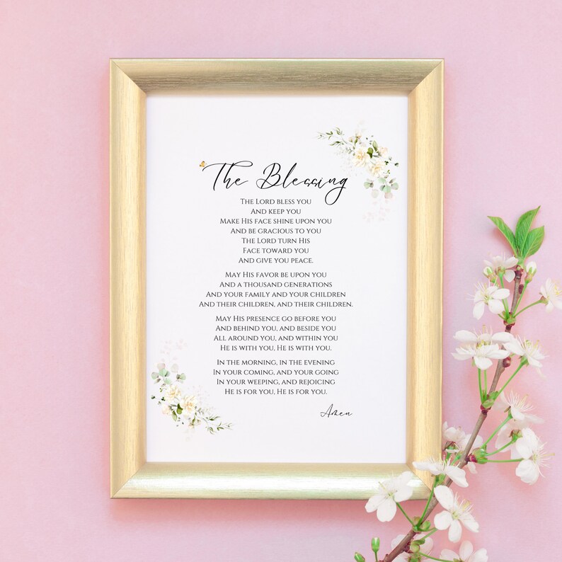 The Blessing Song Lyrics Print | INSTANT DOWNLOAD | Flower Bible Verse ...