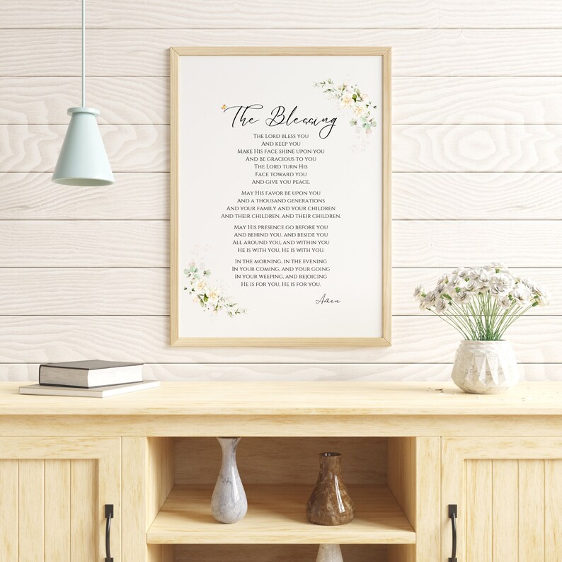 The Blessing Song Lyrics Print | INSTANT DOWNLOAD | Flower Bible Verse ...