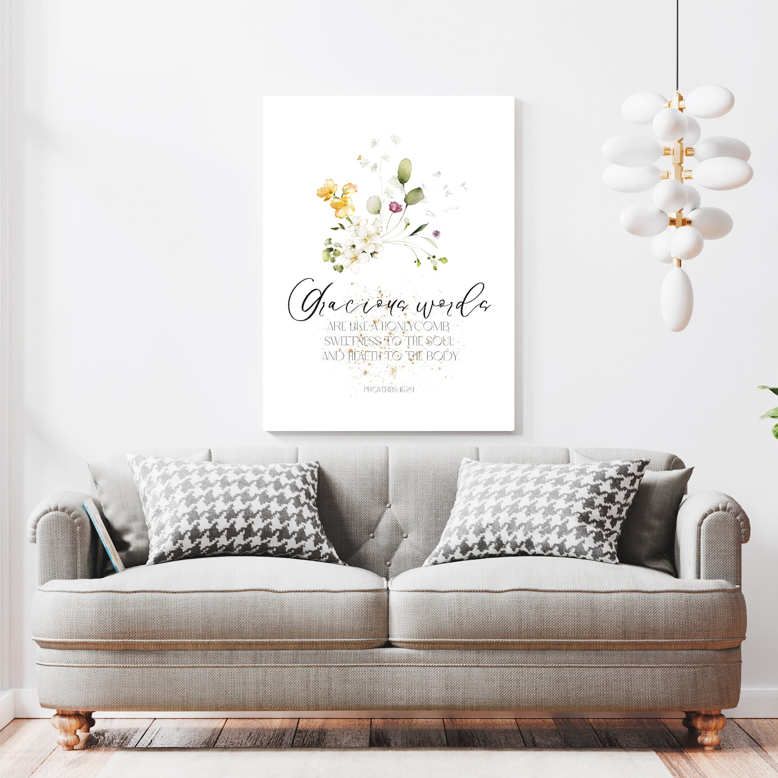 Gracious Words Print | INSTANT DOWNLOAD | Flower Bible Verse ...