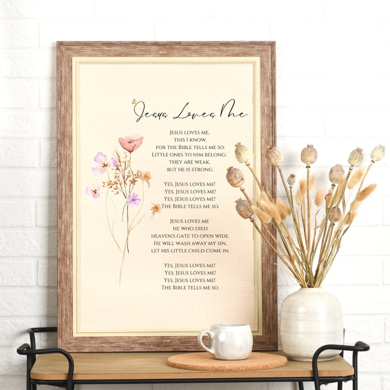 Jesus Loves Me This I Know Lyrics Print INSTANT DOWNLOAD Christian ...