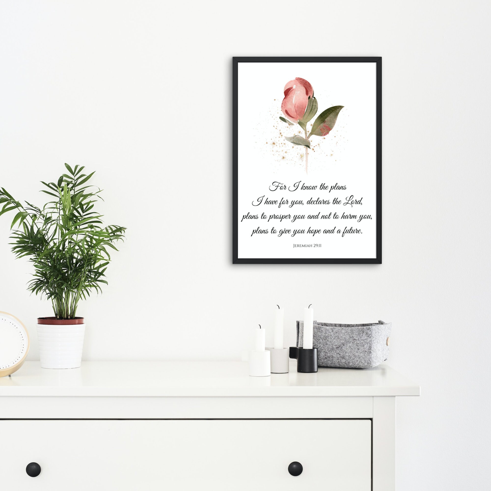 For I Know Print INSTANT DOWNLOAD Flower Bible Verse - Etsy