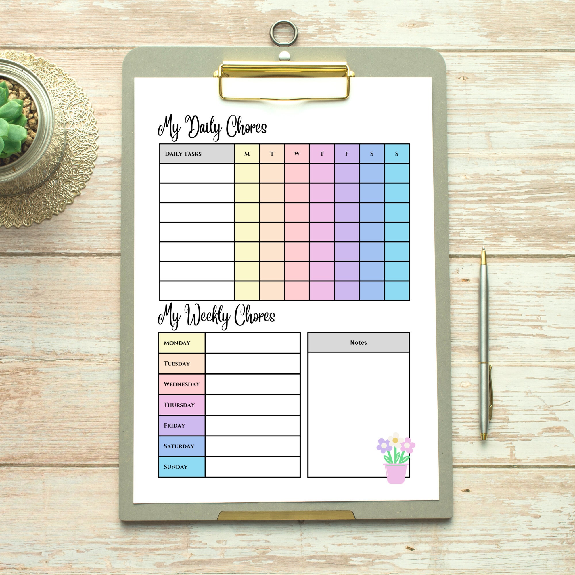 Daily Weekly Chore Chart INSTANT DOWNLOAD Family Chore - Etsy