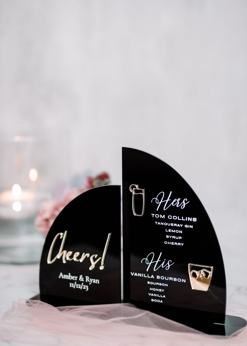Double Panel Signature Drink Sign Cheers Custom Acrylic Bar Menu Sign ...