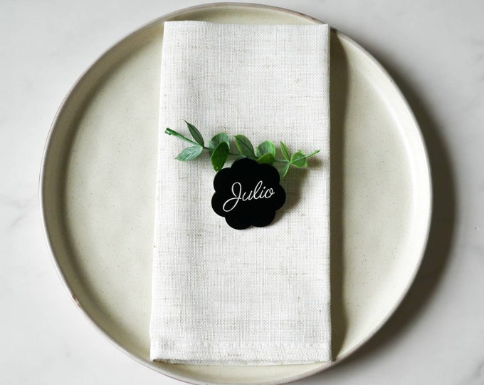 Painted Acrylic Name Plates, Personalized Circle Wedding Place Cards ...