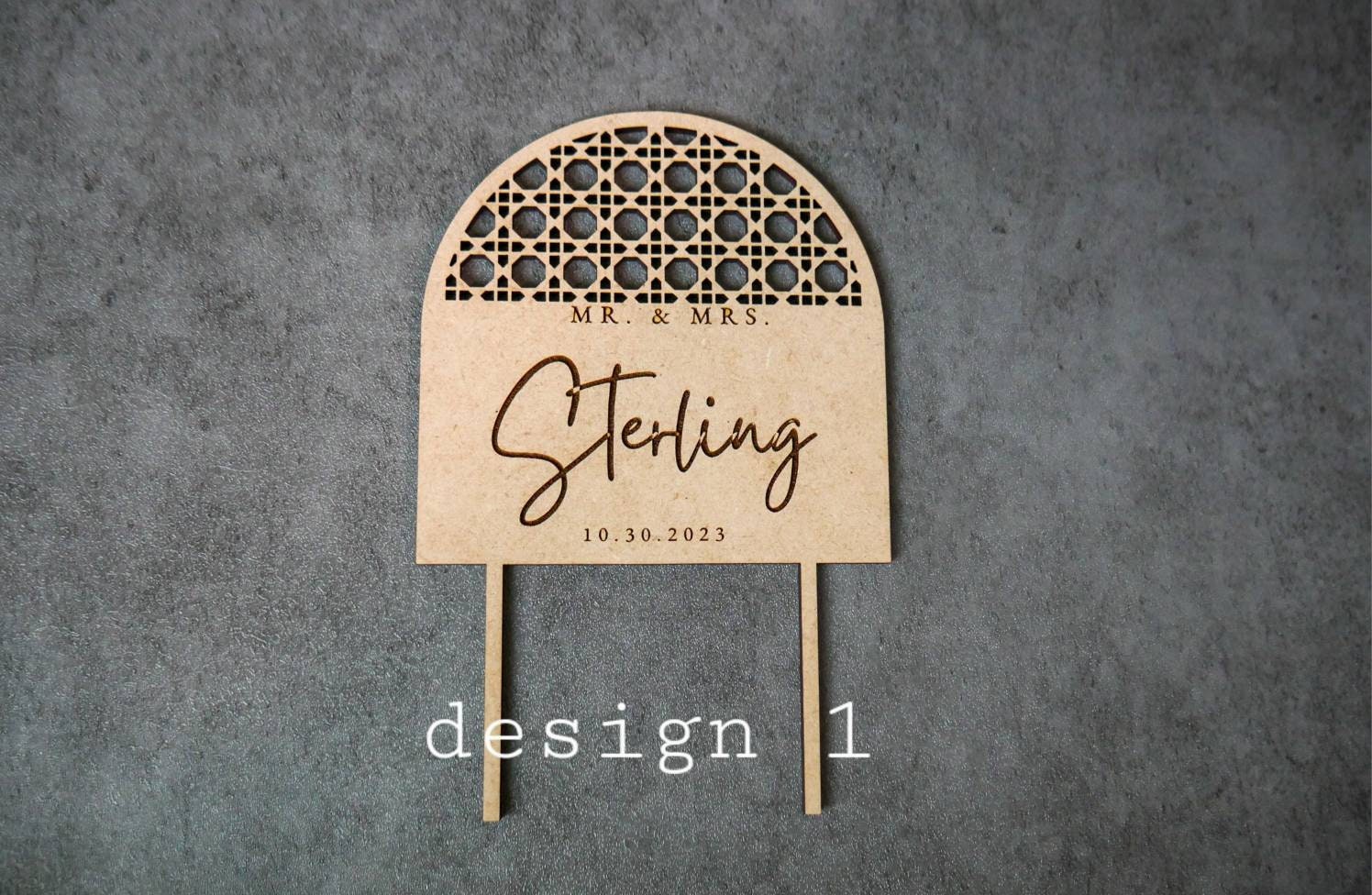 Boho Rattan Cake Topper Mr and Mrs Cake Topper Last Name - Etsy