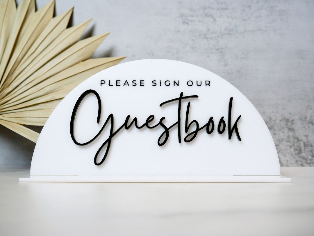 3D Please Sign Our Guestbook Acrylic Wedding Sign, Arch Wedding ...