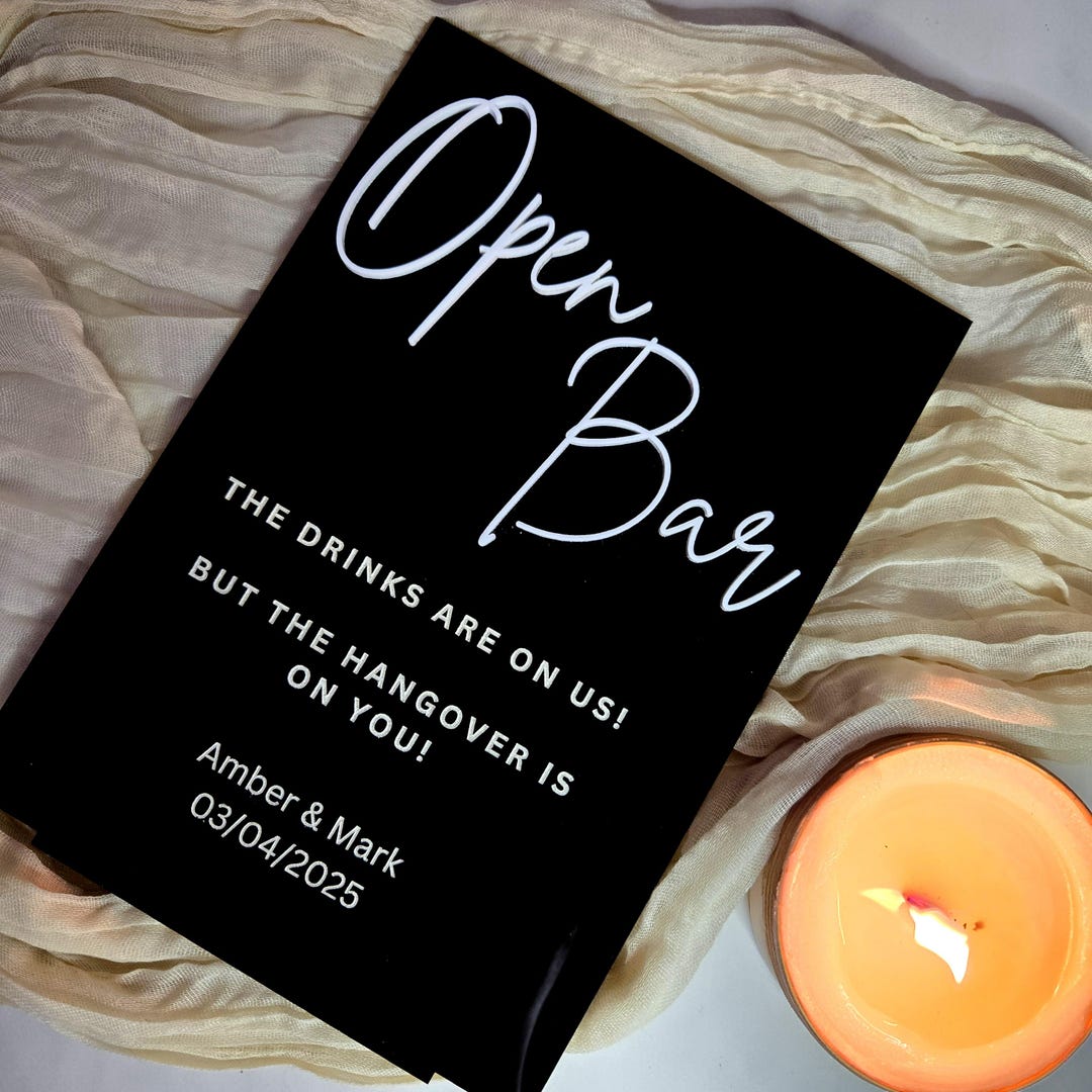 3D Open Bar Sign | Open Bar Sign | Bar Sign Sign | Open Bar Acrylic ...