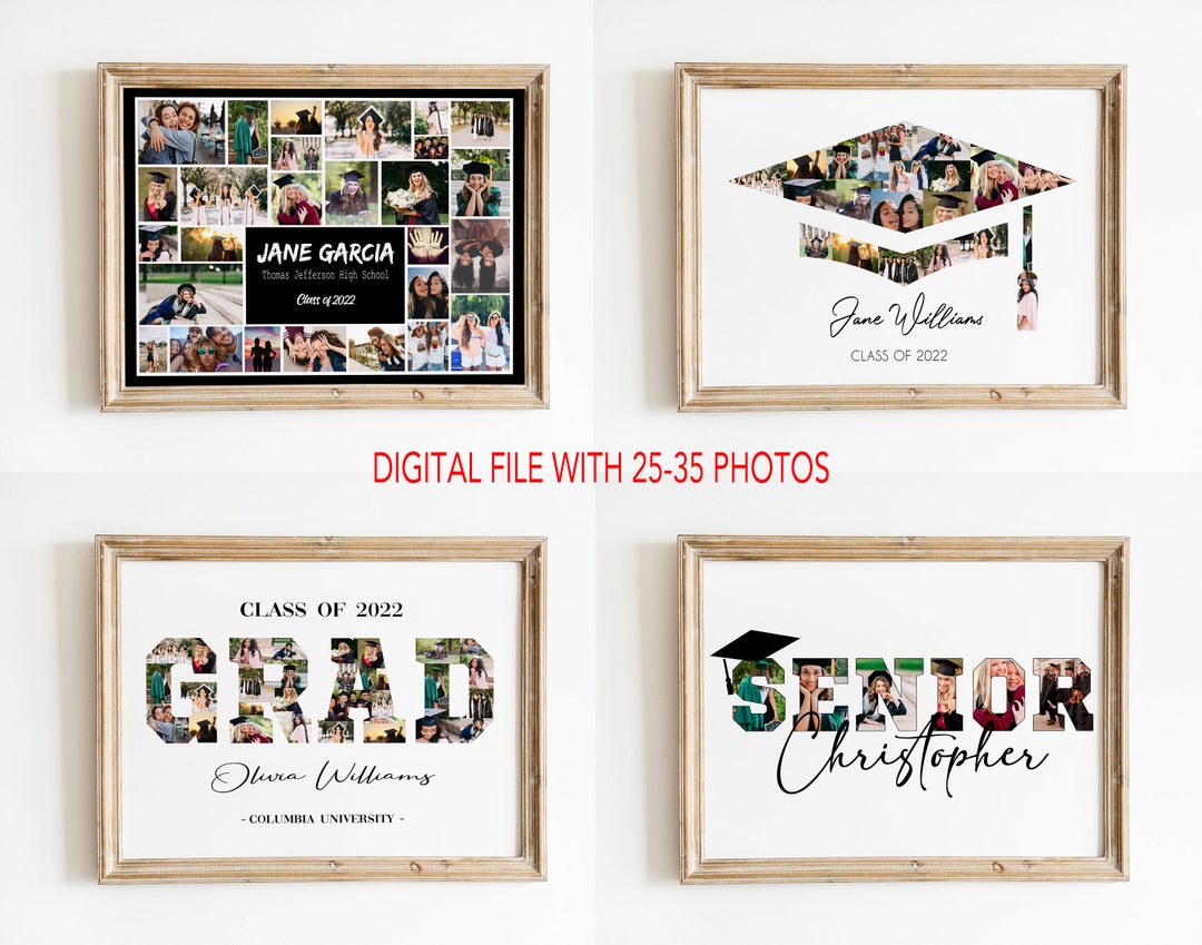 PRINTABLE Graduation Photo Collage, Graduation Gift, Graduation Cap ...