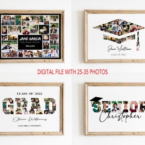 PRINTABLE Graduation Photo Collage, Graduation Gift, Graduation Cap ...