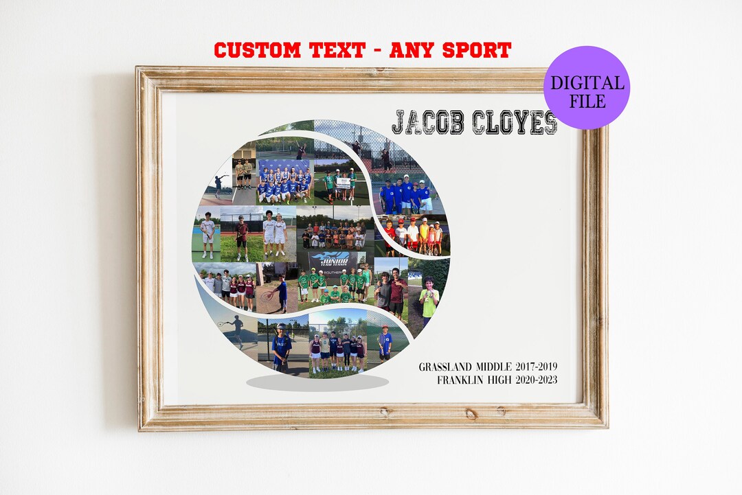 PRINTABLE Tennis Photo Collage, Coach Gift, Tennis Senior Night Gift ...